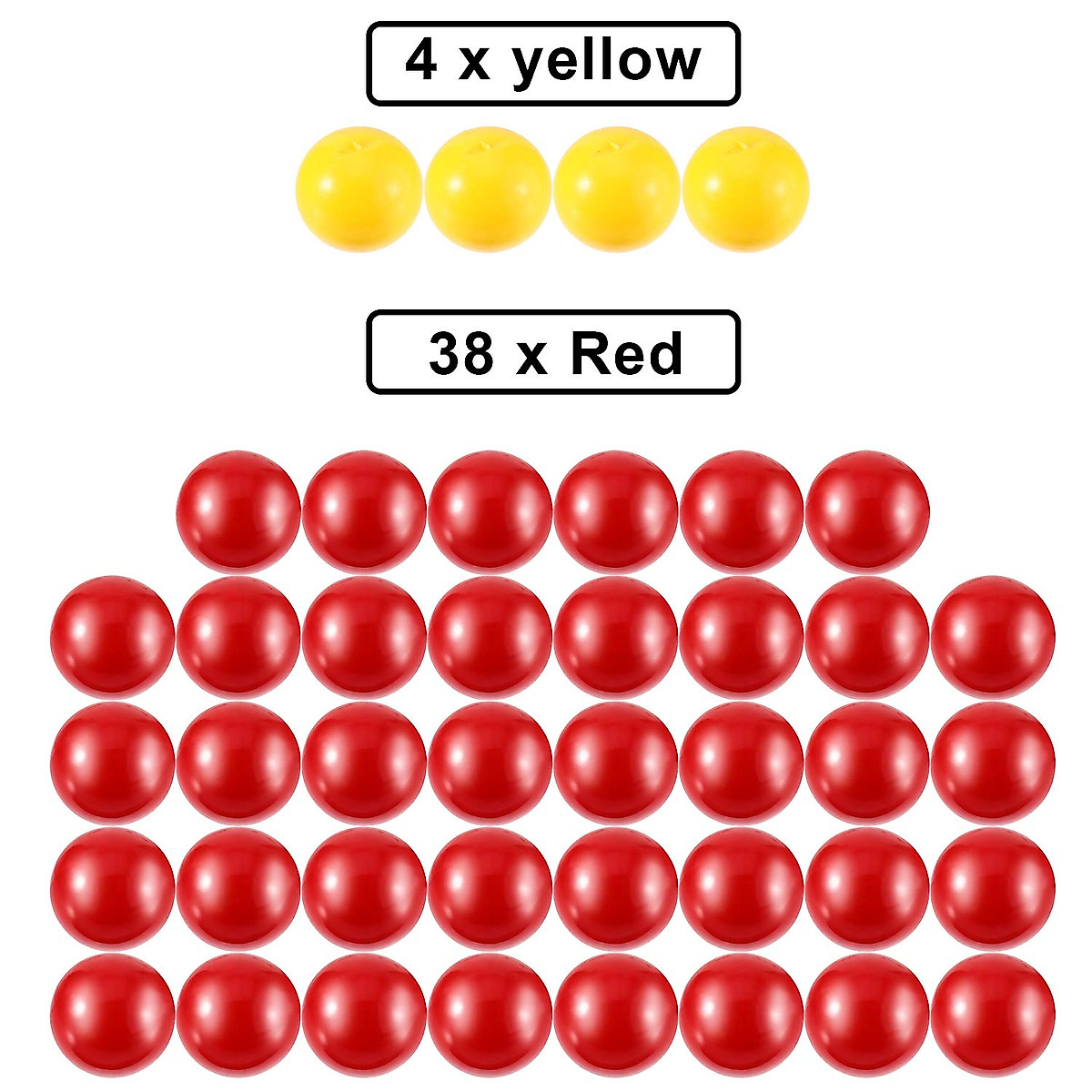 Gejoy 42 Pieces Game Replacement Marbles 2 Sets Game Replacement Balls Compatible with Hungry Hungry Hippos, 38 Red Balls and 4 Yellow Balls