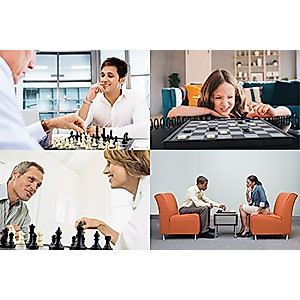 Chess / Checkers / Backgammon 3 in 1 Set, Hoshin Portable Folding Travel Magnetic Chess Board for Kids, 9.8 x 9.8 x 0.8 Inch