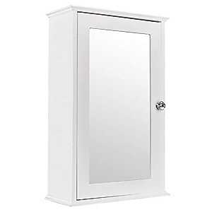 DOLFISH Bathroom Cabinet Wall Mounted, Multifunction and Space Saving for Bathroom Space MDF Painted Surface with Mirror Single Door and 2 Adjustable Shelves, White