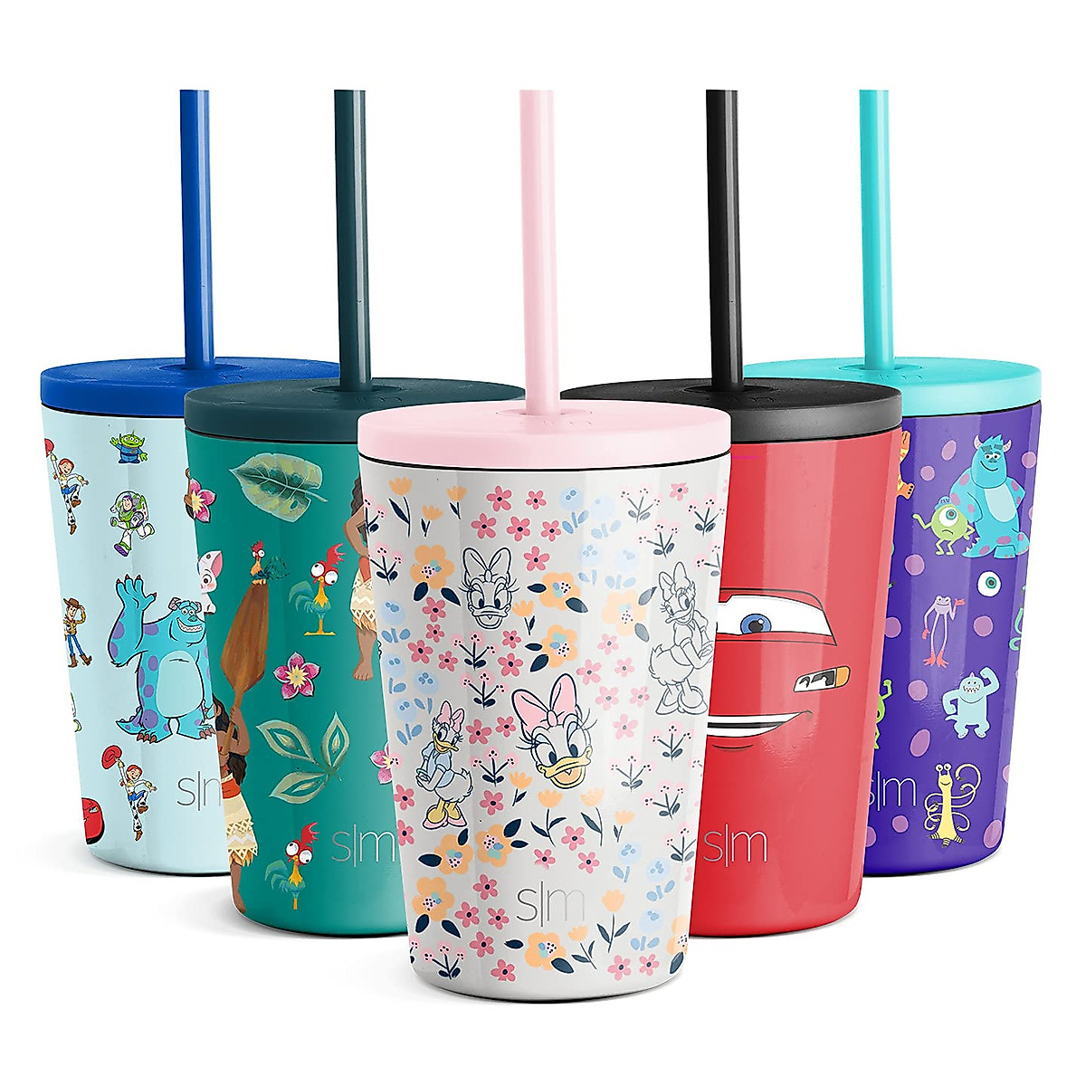 Simple Modern Disney Water Bottle for Kids Reusable Cup with Straw Sippy Lid Insulated Stainless Steel Thermos Tumbler for Toddlers Girls Boys 12oz Tumbler Daisy Duck Garden