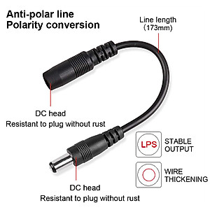 Mr.Power Reverse Polarity Converter Cable 5.5 X 2.1 for Keyboard Guitar Effect Pedal (1 pcs)