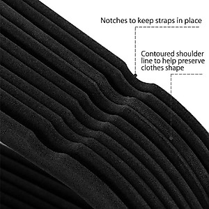 Yaheetech 100 Pack Non Slip Cascading Velvet Hangers - Standard Hangers Felt Suit Clothes Hangers Space Saving 360° Swivel Hook Black