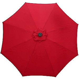 GDY 10Ft Patio Umbrella, Solar Powered 40 LED Lighted Aluminum Outdoor Table Market Umbrella with Tilt and Crank, Center Light (Charming Red)