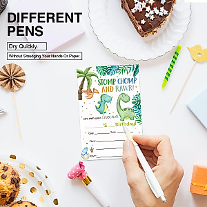 EUDOSI Dinosaur Birthday Party Invitations Supplies Fill-In Set of 20 with Envelopes Dino Theme Birthday Bash Invites Cards, Double Sided