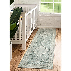 LIVEBOX Washable Kitchen Runner Rug 2x6- Boho Hallway Rug Runner Long Entryway Rug, Low-Pile Accent Rug for Bedroom, Non-Slip Soft Carpet Runner Throw Rug for Bathroom Laundry Room, Sage Green