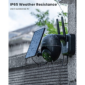 ieGeek Security Cameras Wireless Outdoor, 2K Solar Security Camera System 360° PTZ with Spotlight & Siren, 2.4Ghz Outdoor Security Cameras,Color Night Vision, Work with Alexa, PIR, 2-Way Talk, IP65