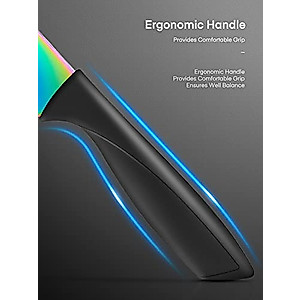 Aiheal Knife Set, 16 Pieces High Carbon Stainless Steel Rainbow Color Kitchen Knife Set, Titanium Coating Blade, No Rust and Super Sharp Cutlery Knife Set with Acrylic Stand and Kitchen Scissors, Gift