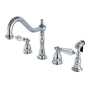 Kingston Brass KS1791WLLBS Wilshire Widespread Kitchen Faucet, 8-1/2" in Spout Reach, Polished Chrome