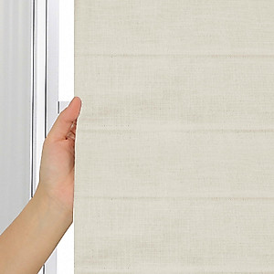 Sunbox Cordless Roman Shade, Window Treatment, Polycotton, Beige White, Blackout, Custom Size, Easy Installation