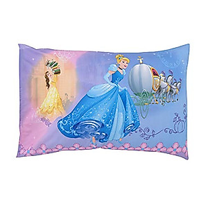 Disney Princess - Friendship is A Journey - 4Piece Toddler Bed Set - Coral Fleece Toddler Blanket, Fitted Bottom Sheet, Flat Top Sheet, Standard Size Pillowcase, Pink, Yellow Gold, ICY Blue, Lavender