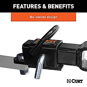 CURT 45038 3-in-1 UTV, ATV Trailer Hitch Mount with 2-Inch Receiver Adapter, 2-Inch Ball, Clevis Pin, 5/8-Inch Hole, Gloss Black Powder Coat
