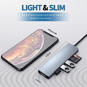 USB C HDMI Adapter for MacBook Pro 2016/2017, 6 in 1 USB-C to HDMI Output, SD+MicroSD Card Reader and 3-Ports USB 3.0