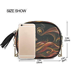 ALAZA PU Leather Small Crossbody Bag Purse Wallet Fantastic Fox In Dark Cell Phone Bags with Adjustable Chain Strap & Multi Pocket