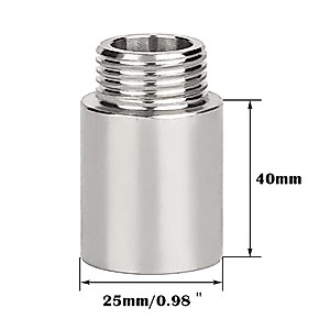 Beduan Shower Head Extension Tube Pipe Fittings, G 1/2 Male to G 1/2 Female BSP threaded Stainless Steel Round Shower Arm Extension Cast Fitting Coupler (40mm Length,2pcs)