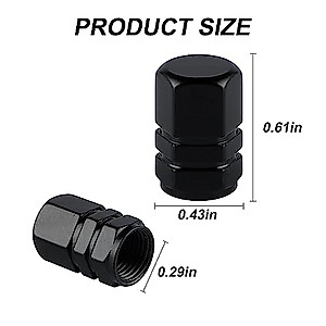 Alpmosn Aluminum Tire Stem Valve Caps Wheel Valve Covers Car Dustproof Tire Cap Cover Accessories, Universal for SUV, Car, Bike and Motorcycle, Hexagon Shape (4PCS Black)