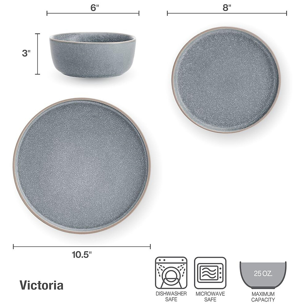 Pfaltzgraff Victoria 12 Piece Dinnerware Set, Servie for 4, Blue