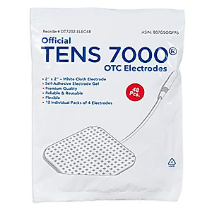 TENS 7000 Official TENS Unit Replacement Pads - 48 Pack, Premium Quality OTC TENS Unit Pads, 2" X 2" - Compatible with Most TENS Machines, Replacement Electrodes Value Pack