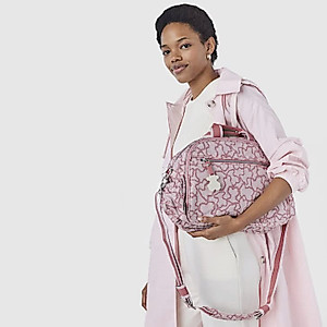 TOUS Pink Waterproof Vinyl Combined with Calfskin Leather Baby Bag for Women, 40x25x20 cm, Kaos New Colores Collection