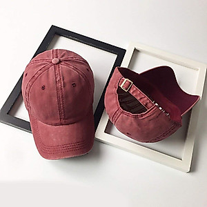 Unisex Vintage Washed Distressed Baseball Cap Twill Adjustable Dad Hat,C-burgundy,One Size