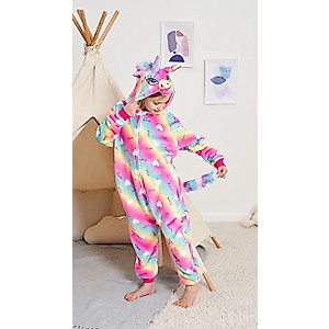 UDERUI Kids Unicorn Onesie Pajamas One-Piece Cosplay Costume Animal Sleepwear Girls And Boys