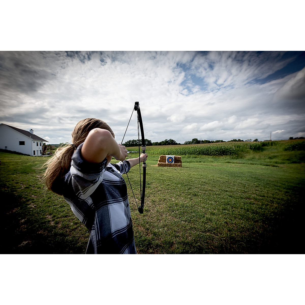 Barnett Vertigo Compound Bow, Youth Bow Ages 7-10, with 2 Junior Arrows, Arrow Rest, Mossy Oak Bottomland Camo