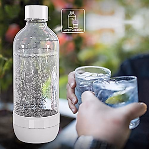 pinci Soda Bottle, Suitable for Carbonated Water and Sparkling Water, BPA Free, Reusable and Filled Food Grade PET Plastic Made Soda Water Bottle (2 Pack, 1 Liter)