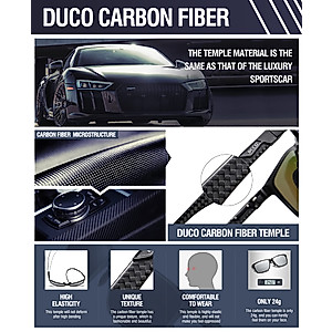 DUCO Square Polarized Sunglasses for Men LightWeight Carbon Fiber UV400 Protection Sun Glasses 8206