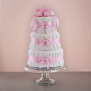 Classic Pastel Baby Shower Diaper Cake (3 Tier, Pink)
