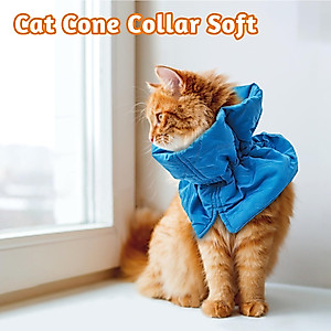 PINVNBY Cat Cone, Cat Recovery Collar Soft Adjustable Cat Cone to Stop Licking and Scratching Foldable Water Resistant Neck Cone for Cats with Drawstring Design Not Block Vision (S)