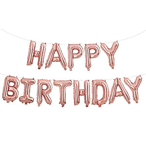 Fecedy Rose Gold Hanging Happy Birthday Balloons for party decorations (Rose Gold)