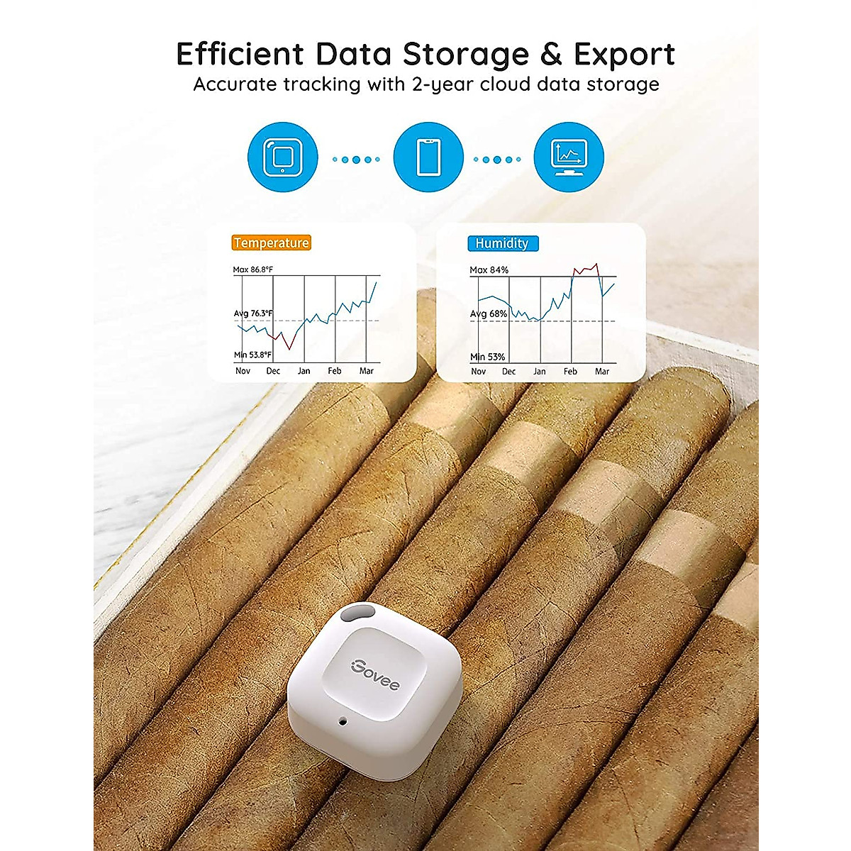 Govee Hygrometer Thermometer, Wireless Thermometer, Mini Bluetooth Humidity Sensor with Notification Alert, Data Storage and Export, 262 Feet Connecting Range