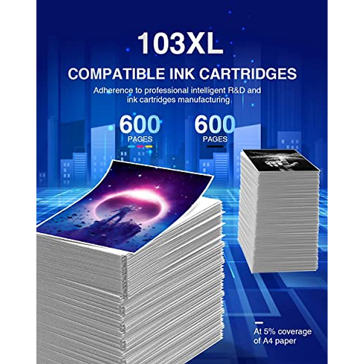 LC103 LC101 Ink Cartridges Replacement for Brother LC103XL LC101XL Ink Cartridges, for Brother MFC-J870DW MFC-J6920DW MFC-J6520DW MFC-J450DW MFC-J470DW (2 Black, 1 Cyan, 1 Magenta, 1 Yellow, 5 Pack)