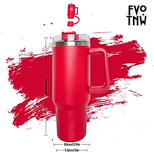 FVOTNW 40oz Tumbler with Handle and Straw,Reusable Insulated Tumbler Stainless Steel Travel Mug Keeps Drinks Cold,Suitable for Travel, Office and Gifts for Mom or Wife-Red
