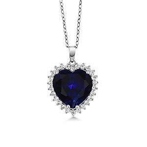 Gem Stone King 925 Sterling Silver Heart Necklace | Love Halo Pendant Necklace for Women | 1/2 Inch | with Complimentary 18 Inch Silver Chain