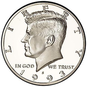1993 S Silver Proof Kennedy Half Dollar Choice Uncirculated US Mint