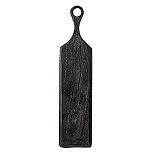 Bloomingville Acacia Wood Cheese and Cutting Board with Round Opening on Handle, Black