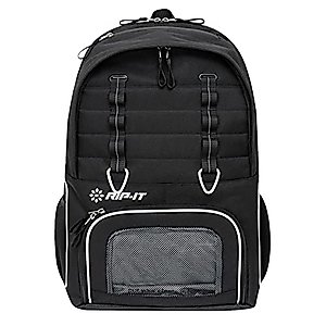 RIP-IT | Womens Pro Black & Silver Soccer Backpack with Padded Adjustable Straps | Ventilated Pockets, Water Resistant Bonnet, & Soccer Ball Compartment