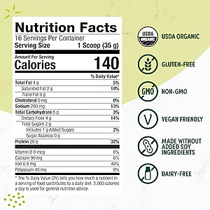 Purely Inspired Plant-Based Protein Powder for Men & Women, Creamy French Vanilla (16 Servings) - Vegan & Organic - 20g of Pea Protein Powder for Smoothies & Shakes - Dairy-Free, & Gluten-Free