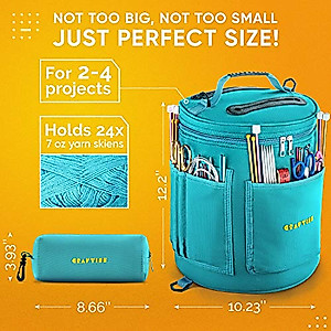 Knitting Bag Yarn Storage - Christmas Gift - Best Durable Canvas Yarn Bag - Yarn Organizer Crochet Bag with Knitting Accessories Case