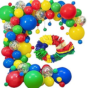 Rainbow Balloons Arch Kit, ORDA 110PCS Latex Party Balloons, Assorted Bright Colors, 4 Size 5In 10in 12" 18 Inch, Colorful Party Supplies for Boy and Girl Carnival Birthday Decorations