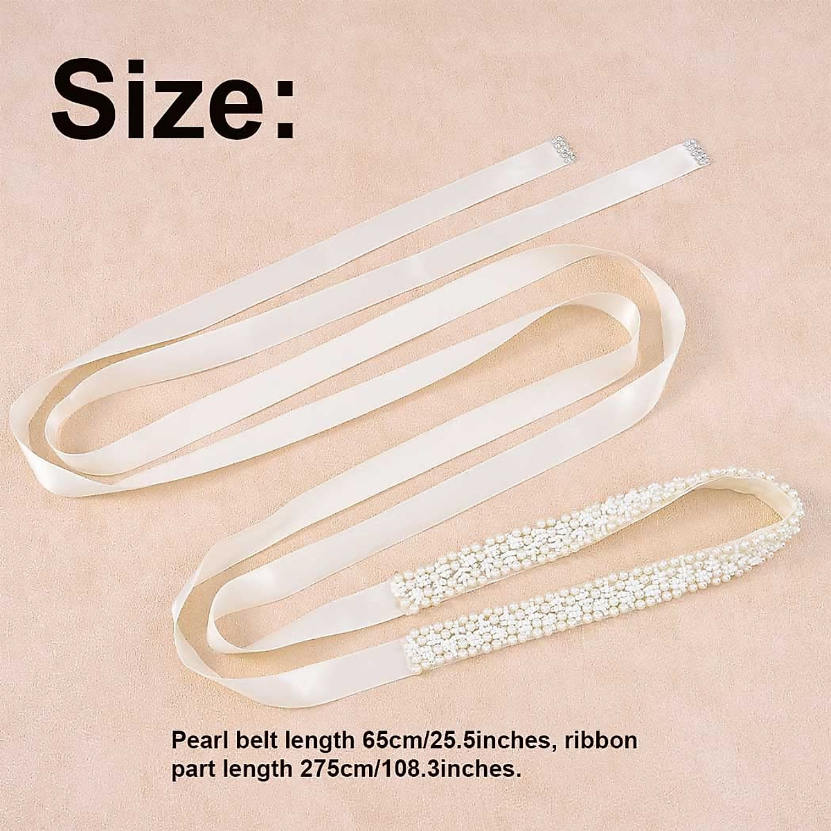 Campsis Pearl Bridal Belt Handmade Wedding Dress Belt Sashes Ivory Beaded Accessories For Bridal Gowns(S)