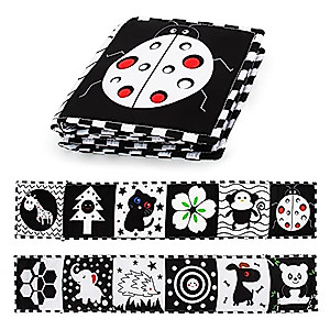 teytoy Black and White High Contrast Sensory Baby Toys Baby Soft Book for Early Education, Infant Tummy Time Toys, Three-Dimensional Can Be Bitten and Tear Not Rotten Paper Newborn Toys (Ladybug)