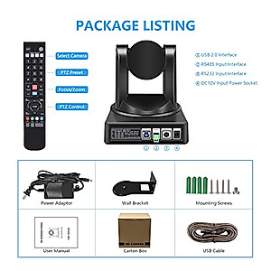 iTOPVIS PTZ Conference Room Camera – 10X Optical Zoom Full HD 1080P USB Conference Webcam for IP Live Streaming, Broadcast Conferences and Education Events (V210U2)