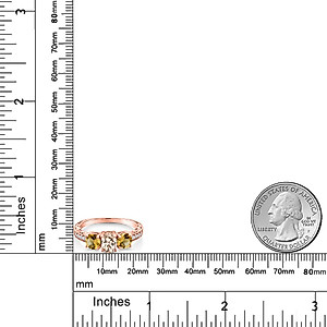 Gem Stone King 1.67 Ct Oval Peach Morganite Yellow Citrine 18K Rose Gold Plated Silver Ring (Size 7)