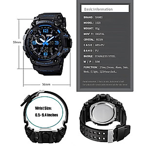 Gosasa Men's Watches Multi Function Military S-Shock Sports Watch LED Digital Waterproof Alarm Watches