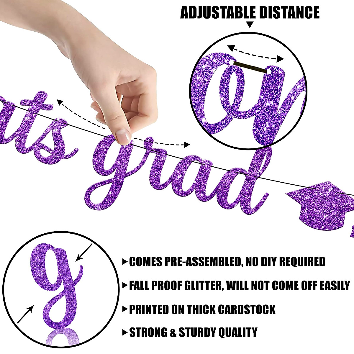KatchOn, Glitter Congrats Grad Banner Purple - 10 Feet, No DIY Graduation Banner | Congratulations Banner, 2024 graduation party decorations | Graduation Backdrop, Graduation Decorations Class of 2024