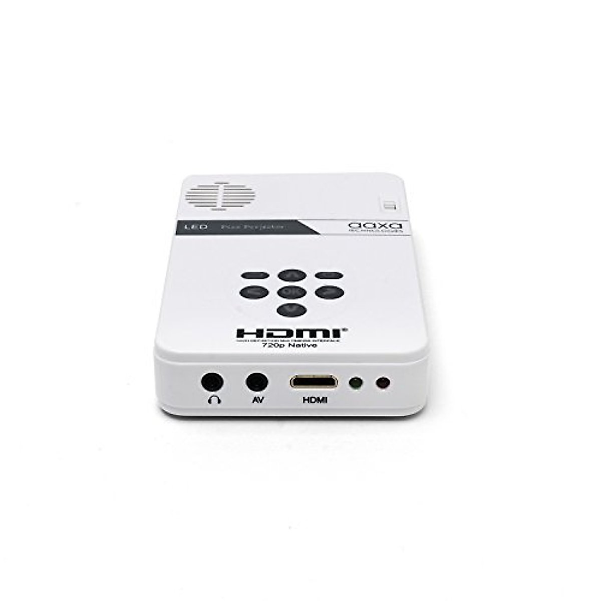 AAXA Technologies KP-101-01 AAXA LED Pico Micro Video Projector - Pocket Size Portable Mobile Mini Projector with mini-HDMI, built-in Media Player & Speakers, 3.5mm Aux Out, Micro SD/USB readers and 80 Min Lithium-Ion Battery