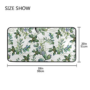 Eucalyptus Rug Eucalyptus Kitchen Rug Mint Green Anti Fatigue Mats for Kitchen Floor Sage Green Kitchen Mat Under Sink Mats Non Slip Soft Standing Mats Runner Carpet 39 X 20 Inch