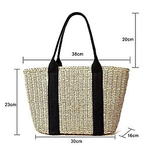 Summer Beach Vacation Large Tote Bag Handmade Woven Shoulder Bags Straw Handbag for Women