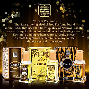 Naseem Mufaddal Perfume Oil Rollerball Alcohol Free with composition of Ylang Ylang Leather Musk Long Lasting Arabian Fragrance Oil for Men 0.81 Fl Oz
